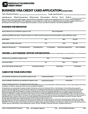 Fillable Online BUSINESS VISA CREDIT CARD APPLICATION Fax Email Print ...
