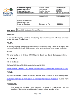 Fillable Online Psychiatric Medication Consent Forms. Psychiatric ...