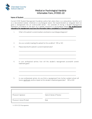 Fillable Online Medical or Psychological Hardship Information Form ...