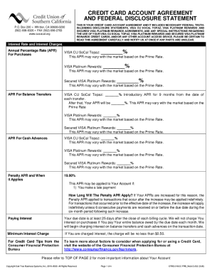 Fillable Online VISA Credit Card Agreement and Disclosure Statement for ...
