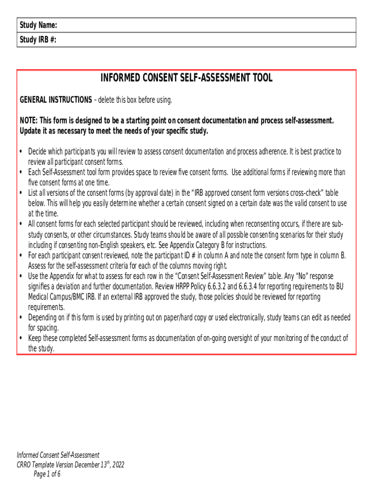 INED CONSENT SELF-ASSESSMENT TOOL Doc Template | pdfFiller