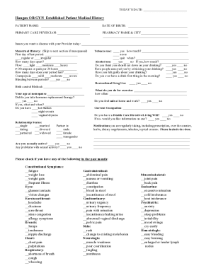 Fillable Online Haugen OB/GYN Established Patient Medical History Fax ...