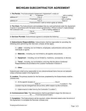 Fillable Online agreement for professional - State of Michigan Fax ...