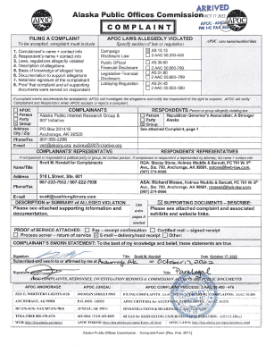 Fillable Online aws state ak Complaint Forms - Alaska Department of Administration Fax Email ...