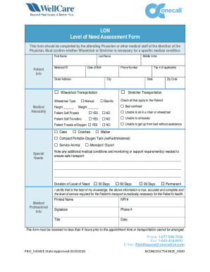 Fillable Online LON Level of Need Assessment Form Fax Email Print ...