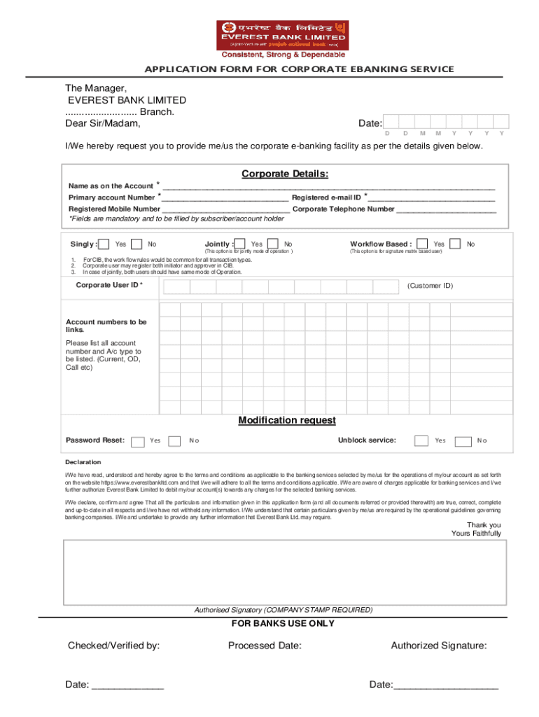 Everest Bank Mobile Banking Form - Fill Online, Printable, Fillable ...
