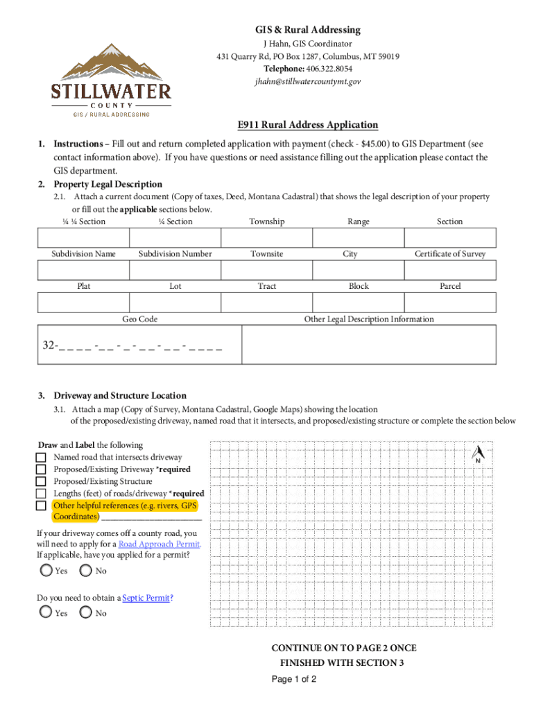 Fillable Online E911 Rural Address Application.docx Fax Email Print - pdfFiller