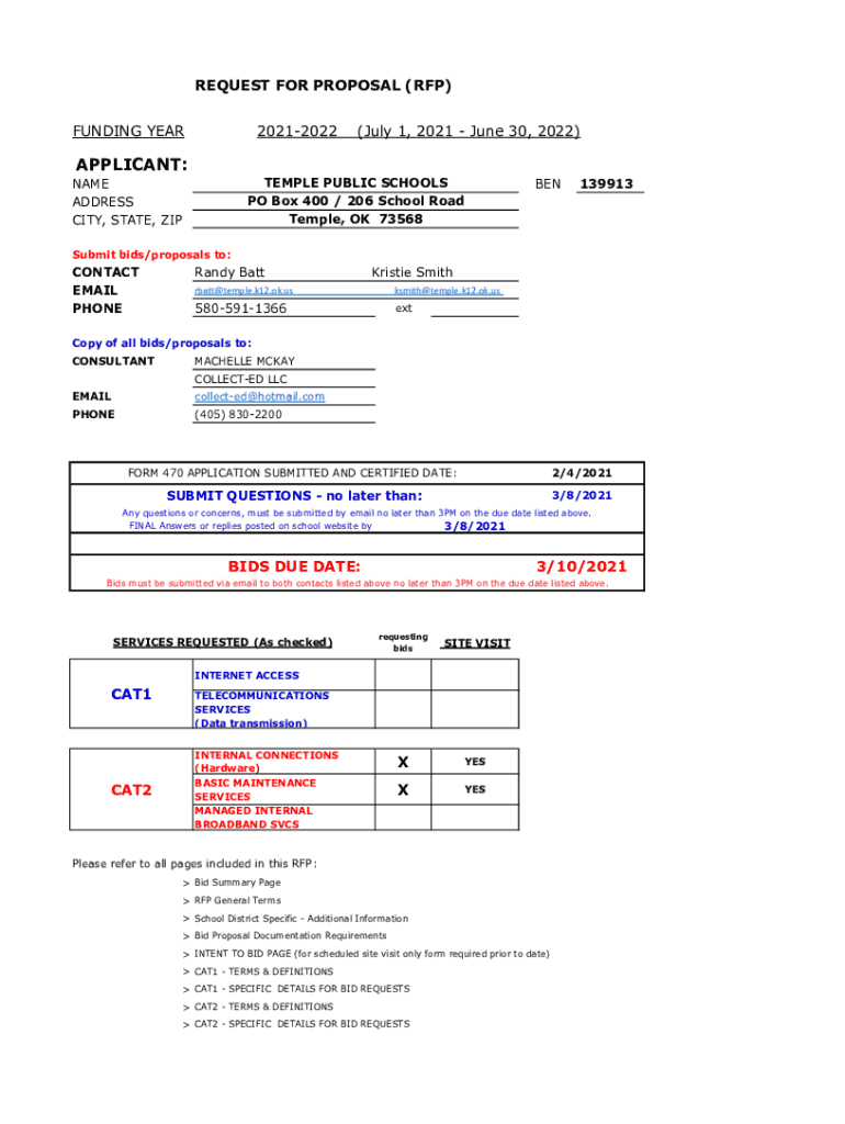 Fillable Online Request For Proposal - Temple Public Schools Fax Email ...