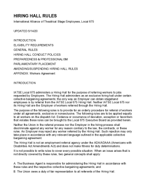 Fillable Online Hiring Hall Procedures and Agreement - IATSE Local 470 ...