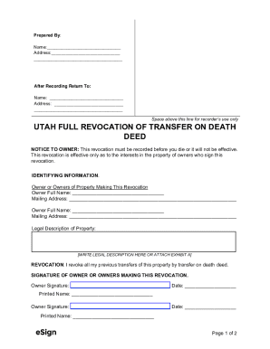 Fillable Online URPTDA 17. Form of instrument revoking transfer on ...
