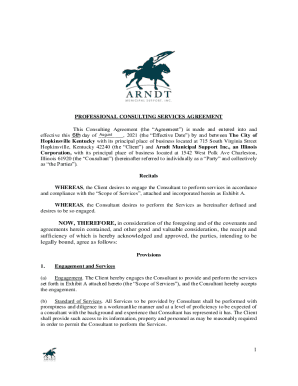 Fillable Online PROFESSIONAL CONSULTING SERVICES AGREEMENT Fax Email Print - pdfFiller