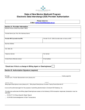 Fillable Online EDI Authorization Form - New Mexico Medicaid Portal Fax ...