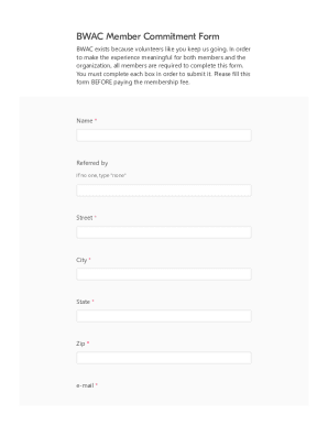 Fillable Online BWAC Member Commitment Form Fax Email Print - pdfFiller