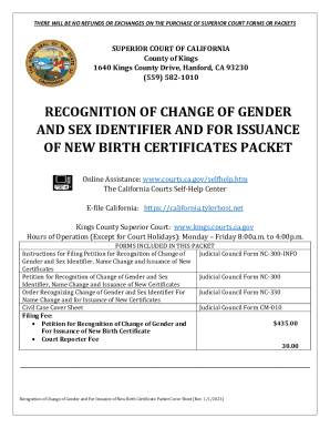 Fillable Online Civil Harassment Packet Cover Sheet - Kings County ...