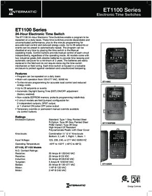 Fillable Online Intermatic ET1105C Electronic Time Switch Spec Sheet ...