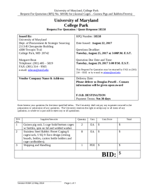 RFQ University of Maryland Doc Template | pdfFiller