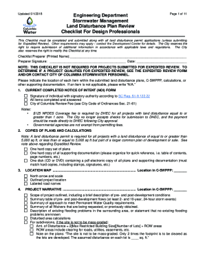 Fillable Online Land Disturbance Plan Review Checklist For Design ...