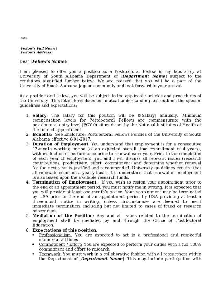 Fellow's Full Name Doc Template | pdfFiller