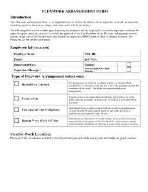 Fillable Online FLEXWORK ARRANGEMENT FORM Introduction Fax Email Print ...
