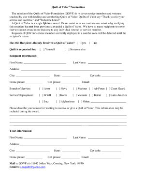 Fillable Online Nominate for QOV Touched By War Certify Form Hosting ...