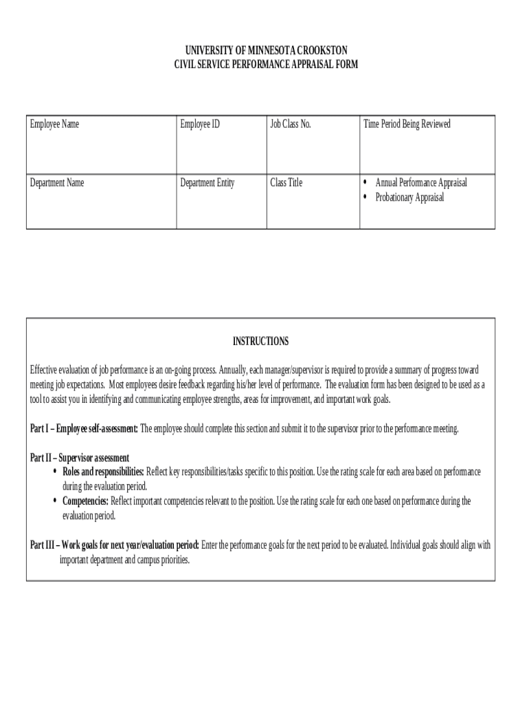 Civil Service Perance Appraisal - StudyLib - crk umn Doc Template | pdfFiller