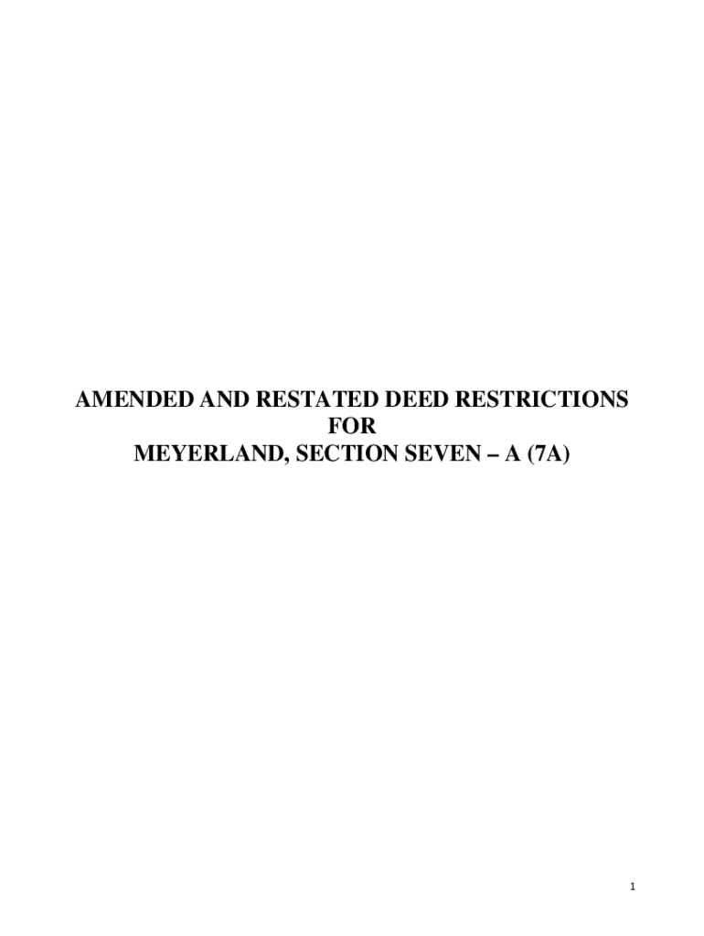 Fillable Online Deed Restrictions: Protecting Historic Neighborhoods in ...