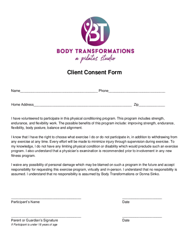 Fillable Online HSC Recreation Center Informed Consent Form for ...