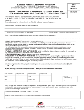Fillable Online 2023 Business Personal Property Tax Return Form 7. 2023 ...