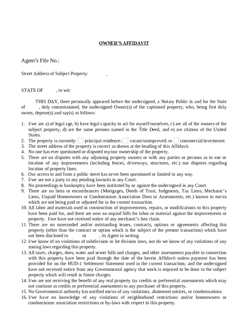 ABUTTING PROPERTY OWNER'S AFFIDAVIT Doc Template | pdfFiller