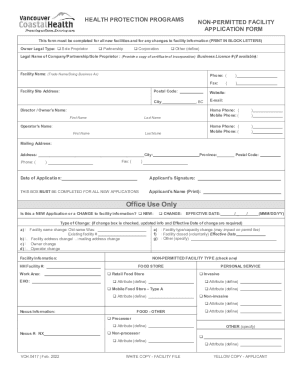 Fillable Online non-permitted facility application form Fax Email Print - pdfFiller