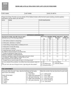 Fillable Online MEDICARE ANNUAL WELLNESS VISIT (AWV) ENCOUNTER FORM Fax ...