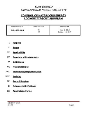 Fillable Online Controls of Hazardous Energy Lockout/Tagout Program Fax ...