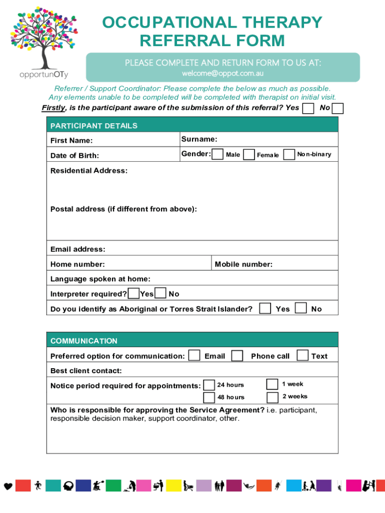 Fillable Online OCCUPATIONAL THERAPY REFERRAL FORM Fax Email Print ...