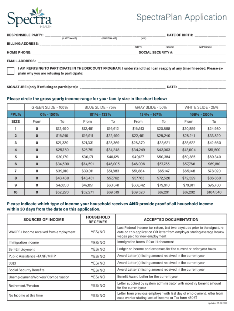 Fillable Online SpectraPlan Application - Spectra Health Fax Email ...