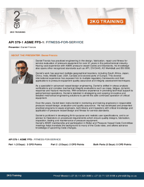 Fillable Online API 579-1 ASME FFS-1: FITNESS-FOR-SERVICE2KG Training Fax Email Print - pdfFiller