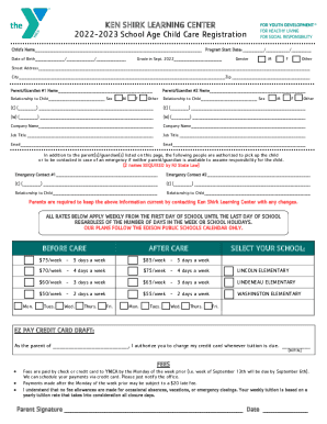 Fillable Online Ken Shirk Child Care Center - Edison, NJ (Address and ...