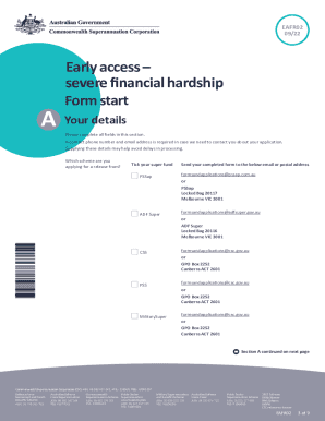 Fillable Online EAFR02 Early access - severe financial hardship - Benefit application form ...