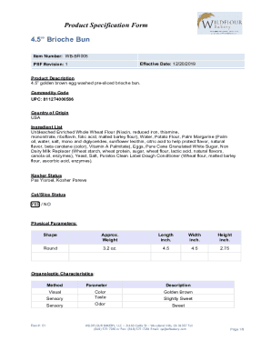 Fillable Online Product Specification Form 4.5 Brioche Bun Fax Email ...