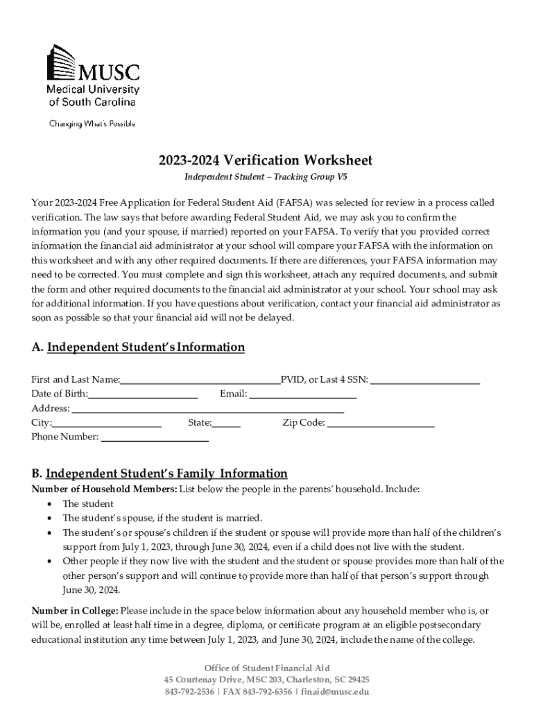 Fillable Online Verification Worksheet Indep V5. Verification Worksheet Indep V5 Fax Email Print ...