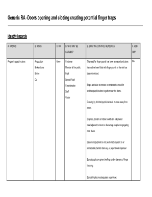 Fillable Online Guidance Note: Risk Assessment for Finger Trapping in ...