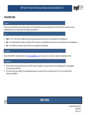 Fillable Online Exhibit K-X: Initial Certification Review Checklist for MPF Xtra Fax Email Print ...
