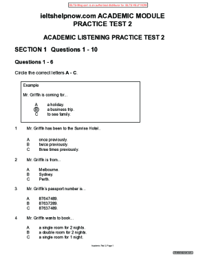 Fillable Online IELTS Listening Practice Test 2 -- with Script ...