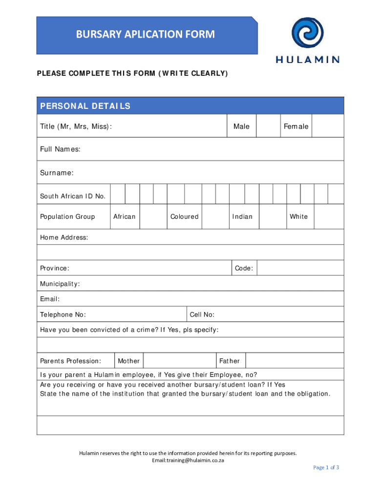 Fillable Online Academic Reference Letter/ Testimonial for Bursary ...