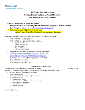 Fillable Online MHS GME ATTESTATION form for student on boarding ...