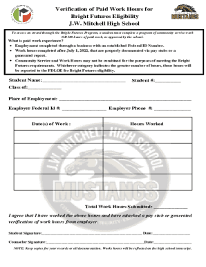 Fillable Online jwmhs pasco k12 fl JWMHS Work hours form Fax Email ...