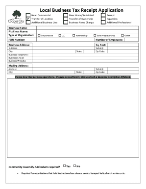 Fillable Online Local Business Tax Receipt Transfer of Location Fax ...