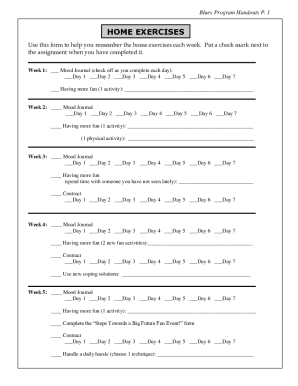 Fillable Online HOME EXERCISES. Use this form to help you remember the ...