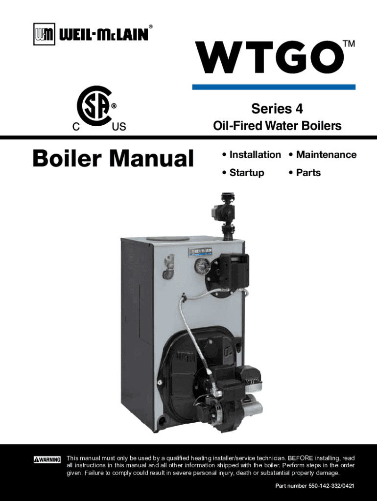 Fillable Online Boiler Manual. Gas-Fired Water Boilers. Maintenance ...