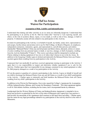 Fillable Online Assumption of Risk: I am aware that ice skating ...