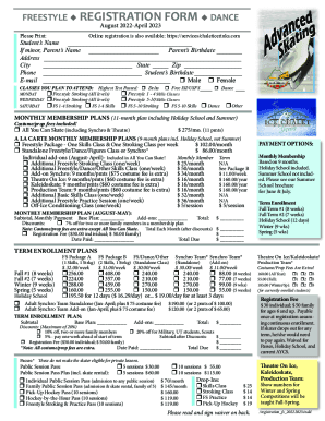 Fillable Online FREESTYLE REGISTRATION FORM DANCE - Ice Chalet Fax Email Print - pdfFiller